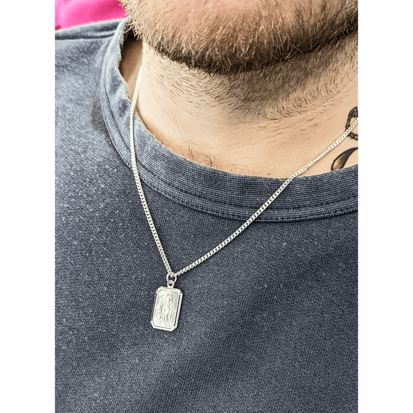 Silver Mens St Christopher Chain | Charles Harvey – Dollie Jewellery